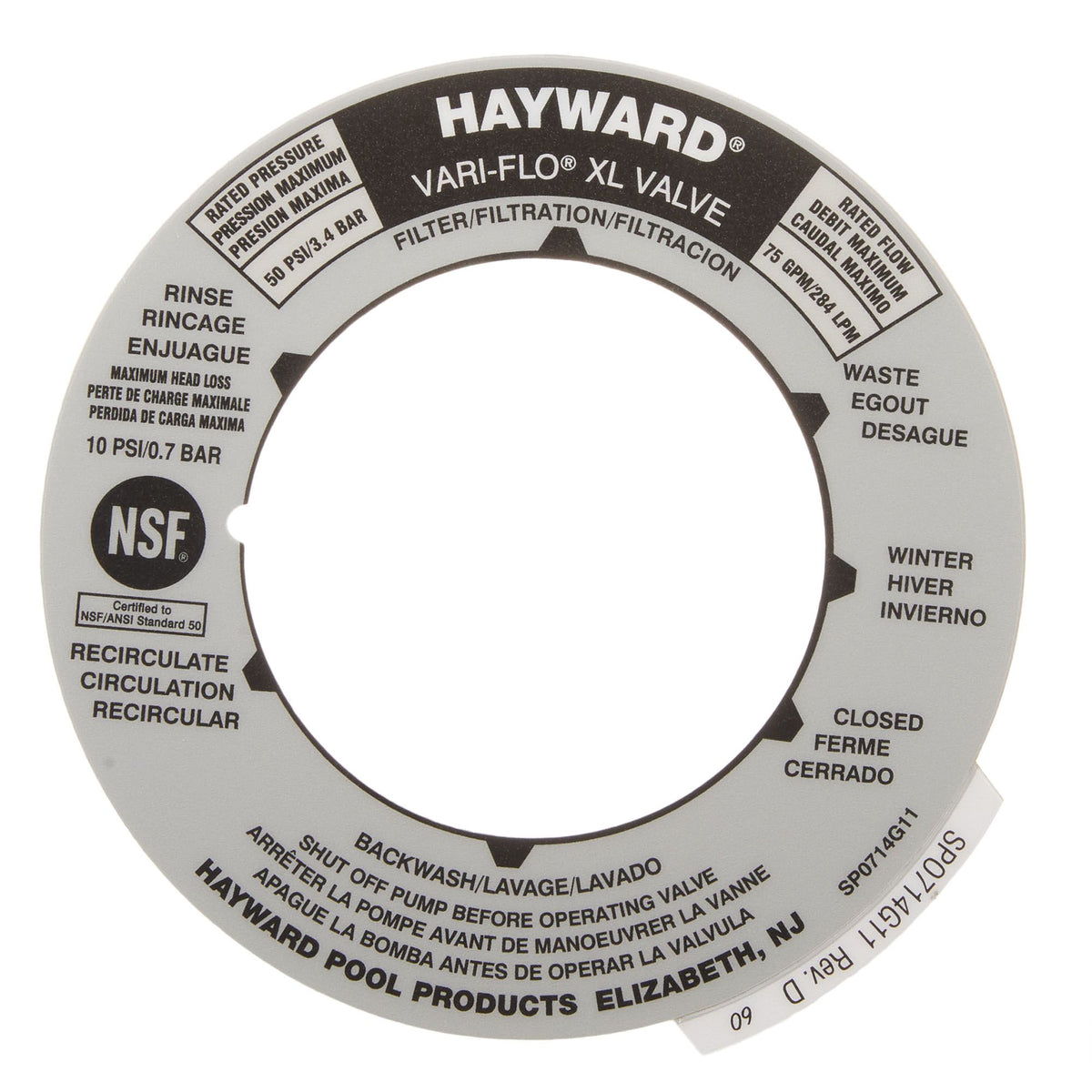 Autocollant 6 Position Pour Tête De Filtreur Hayward Piscine Hippocampe